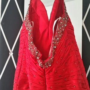 Tiffany Designs | Dresses | Tiffany Designs Red Jeweled Halter Prom ...